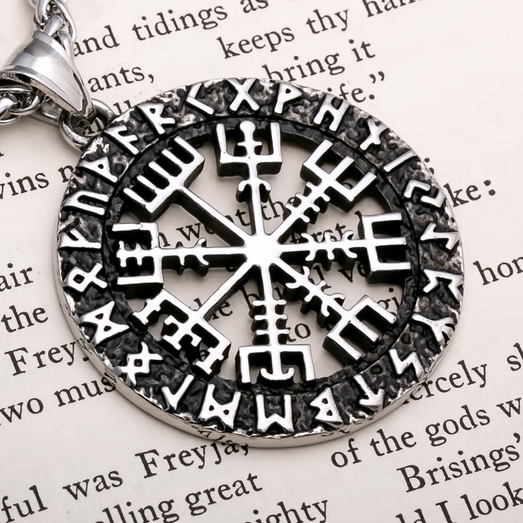 Viking Compass Vegvisir Rune Stainless Steel Pendant Necklace - Etsy