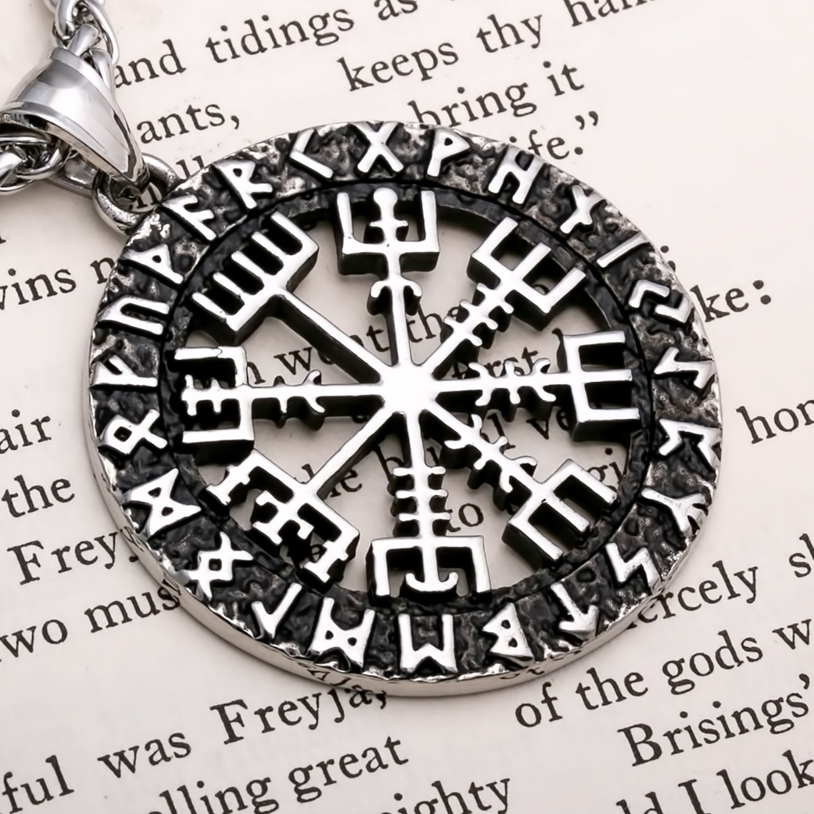 Viking Compass Vegvisir Rune Stainless Steel Pendant Necklace - Etsy