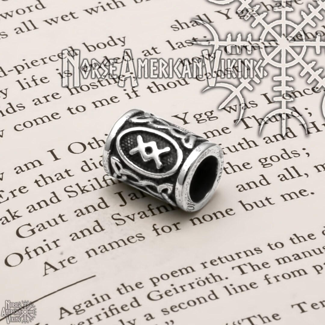 Viking Elder Futhark Ingwaz Rune Beard Hair Jewelry Bead 316L Stainless ...