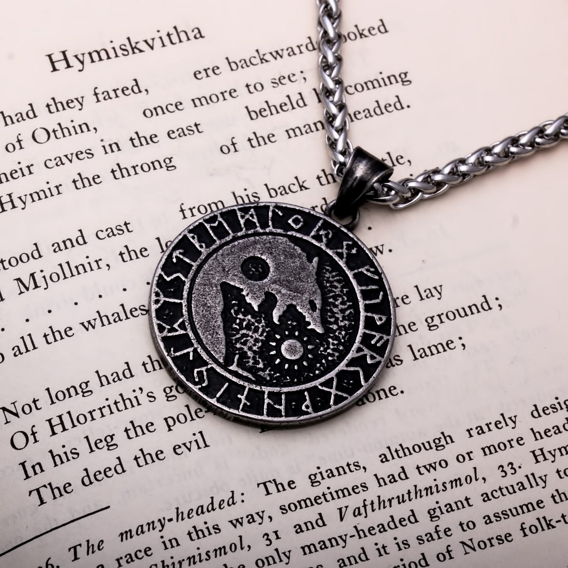 Viking Fenrir Wolf Rune Ancient Stainless Steel Pendant | Etsy