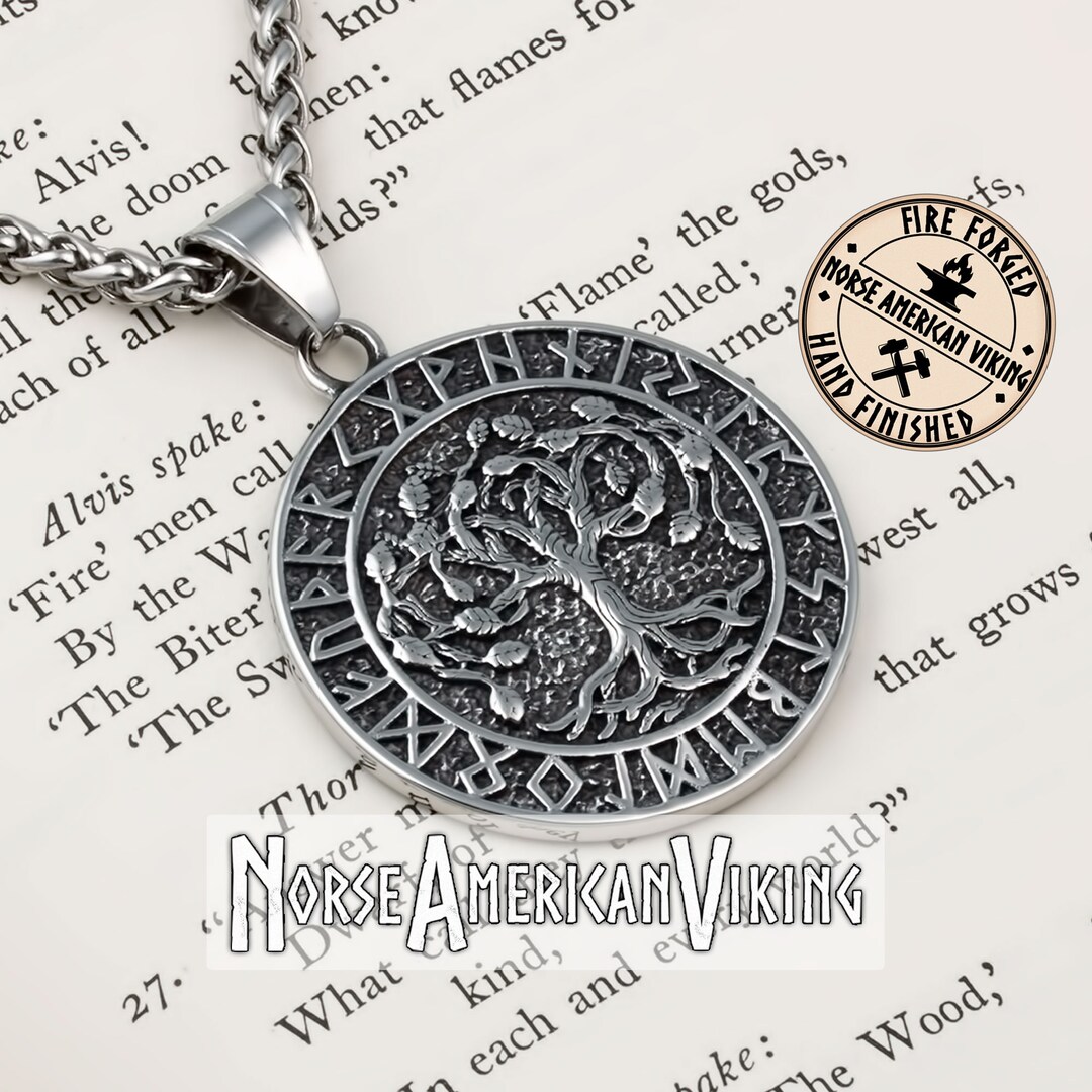 Viking Yggdrasil World Tree Rune Stainless Steel Pendant Necklace - Etsy