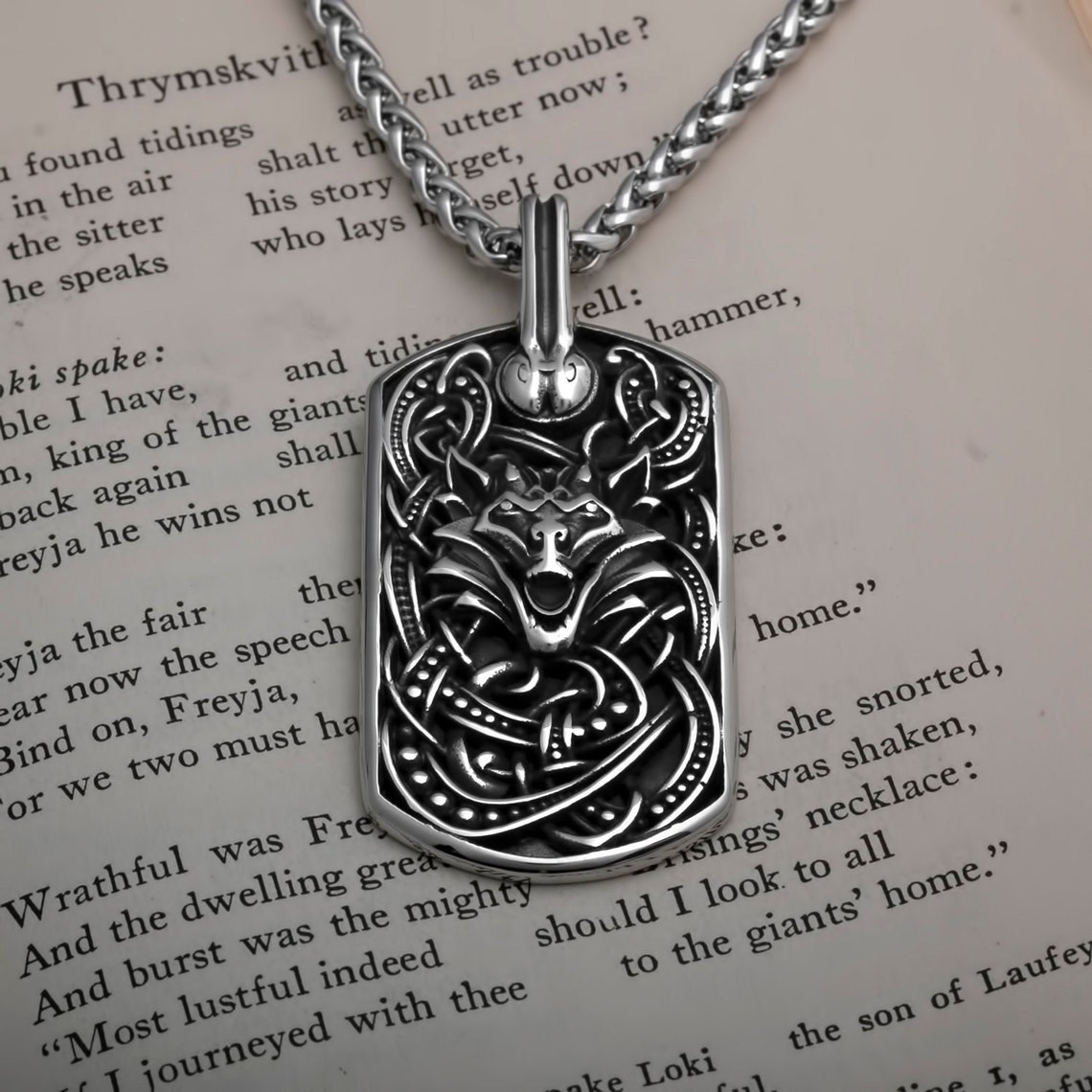 Viking Fenrir Wolf Talisman Stainless Steel Pendant Necklace | Etsy
