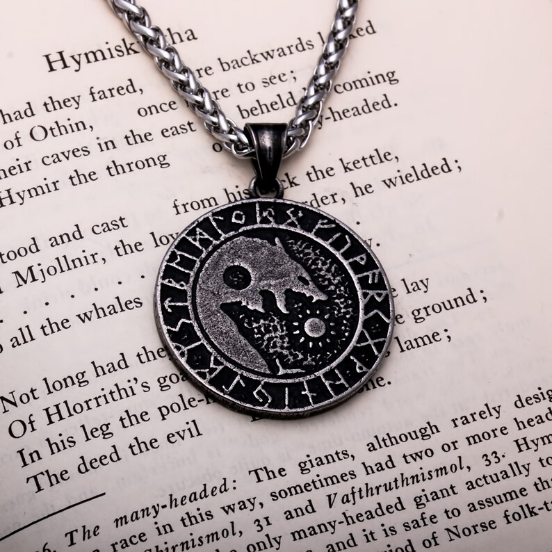 Viking Fenrir Wolf Rune Ancient Stainless Steel Pendant | Etsy