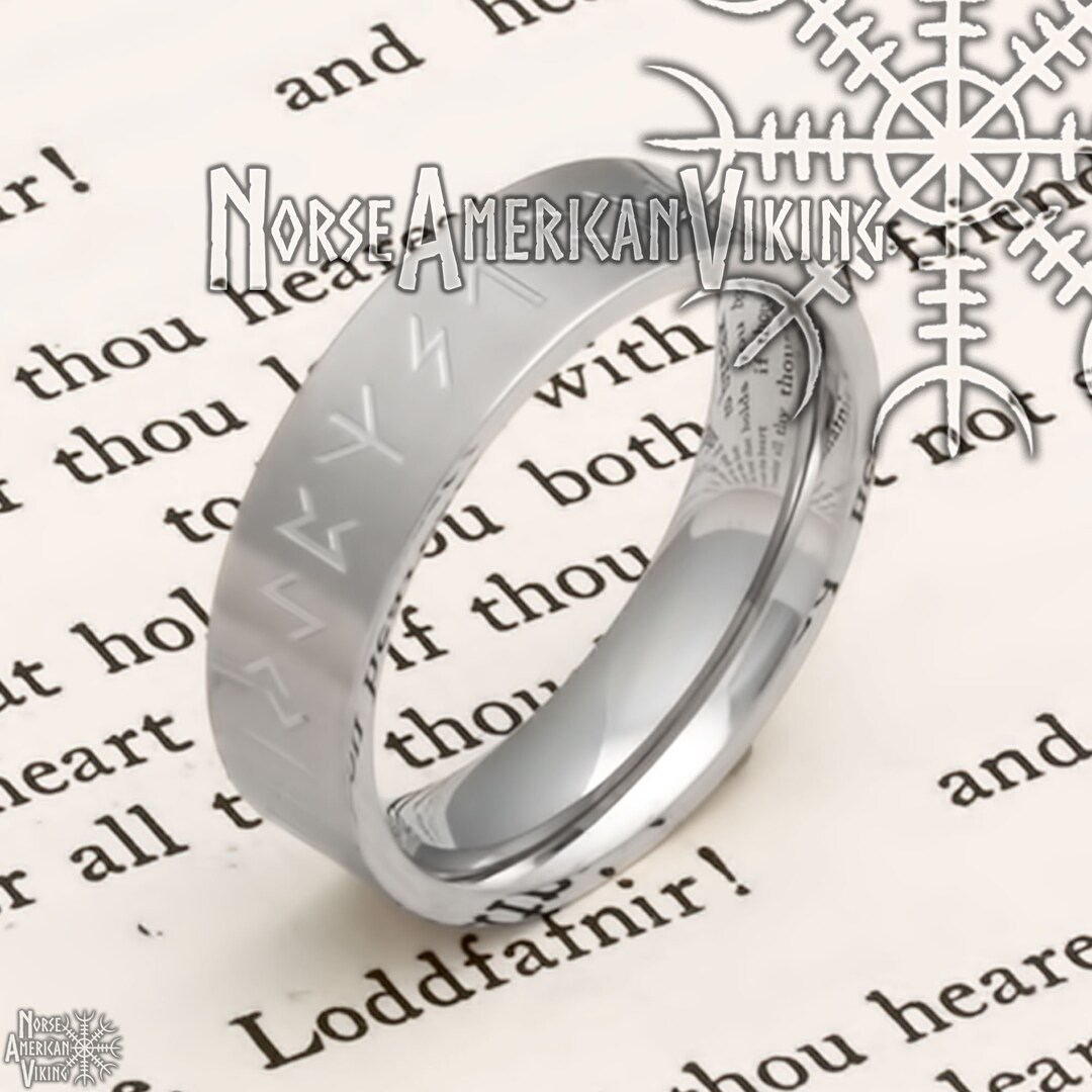 Viking Elder Futhark Rune Ring 6mm Band 316L Stainless Steel - Etsy