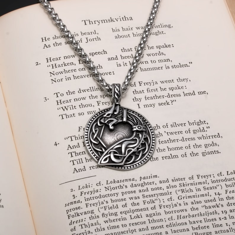 Viking Norse Dragon Medallion Stainless Steel Pendant Necklace - Etsy