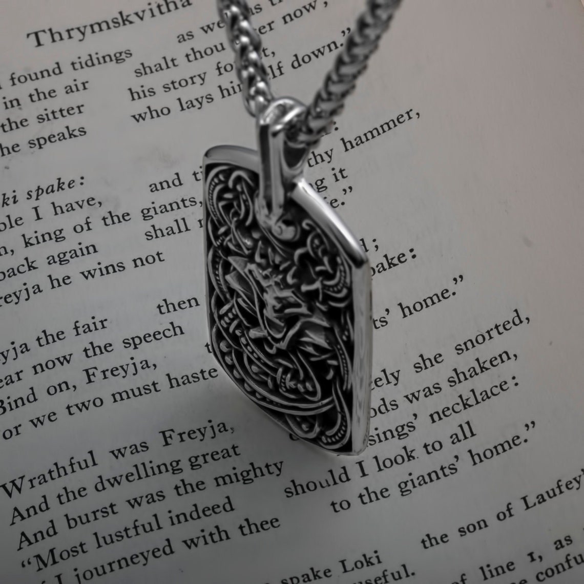 Viking Fenrir Wolf Talisman Stainless Steel Pendant Necklace - Etsy