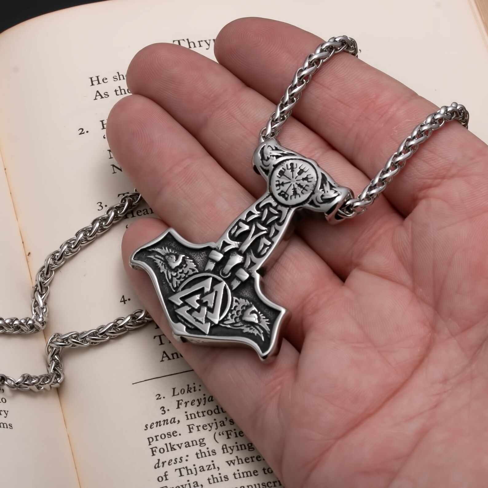 Viking Mjolnir Thor's Hammer Valknut Raven Stainless Steel - Etsy