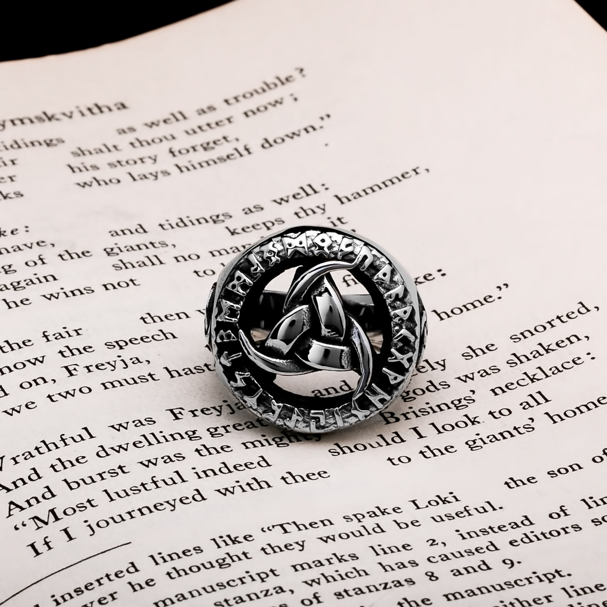 Viking Triple Horn Triskelion Rune Ring | Etsy