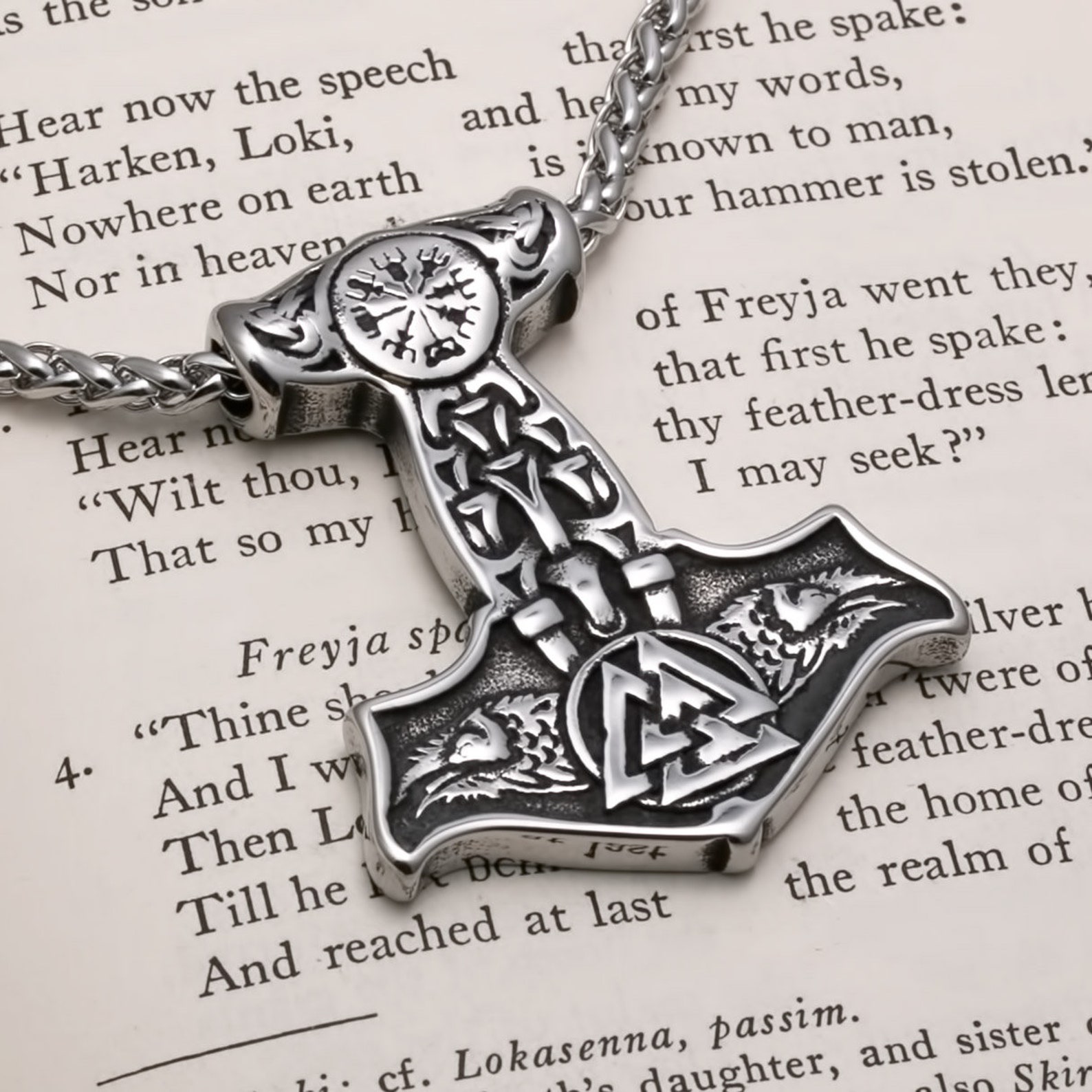Viking Mjolnir Thor's Hammer Valknut Raven Stainless Steel - Etsy