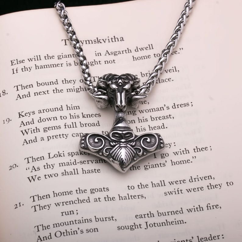 Viking Mjolnir Thor's Hammer Goat Odin Stainless Steel | Etsy