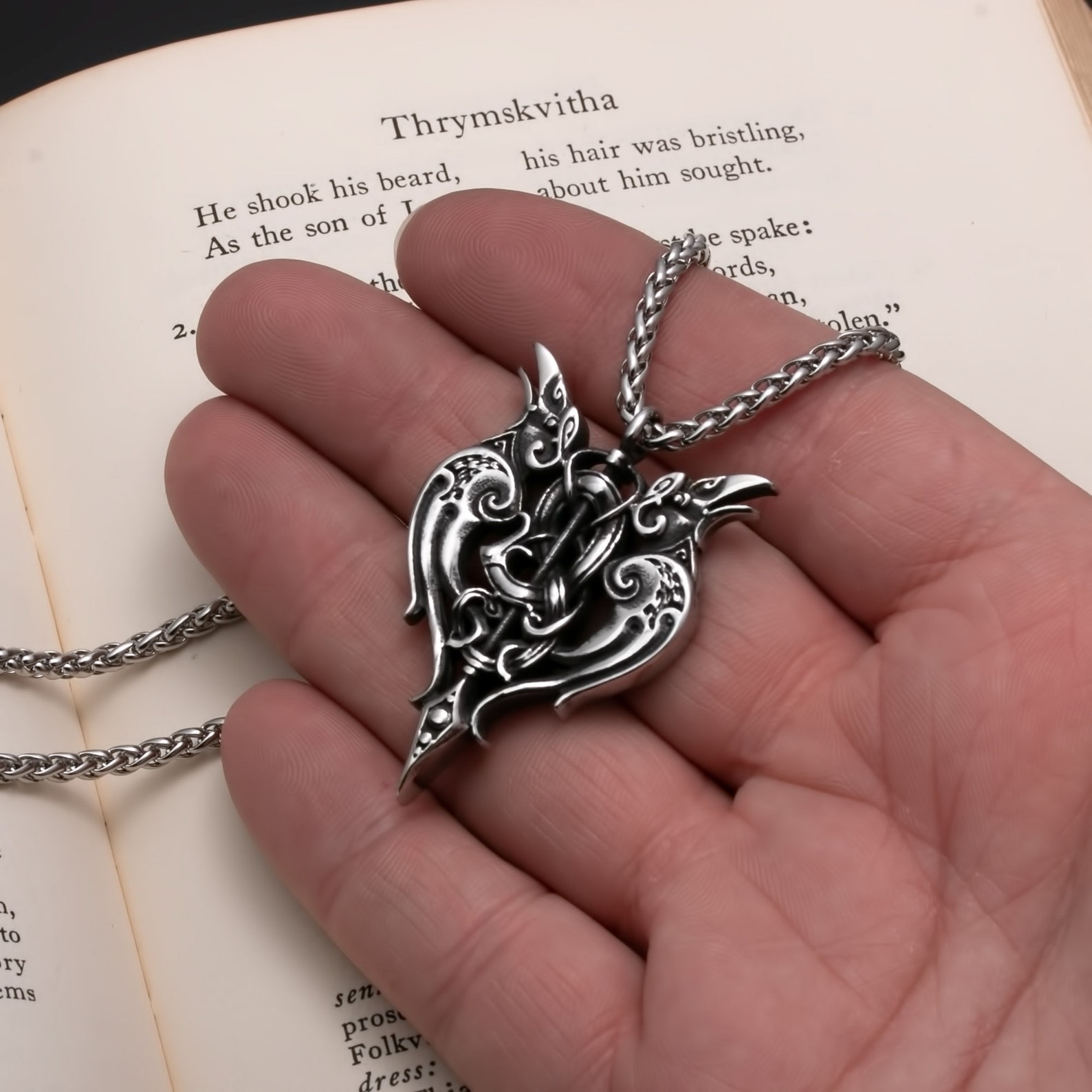 Viking Gungnir Raven Stainless Steel Pendant Necklace - Etsy