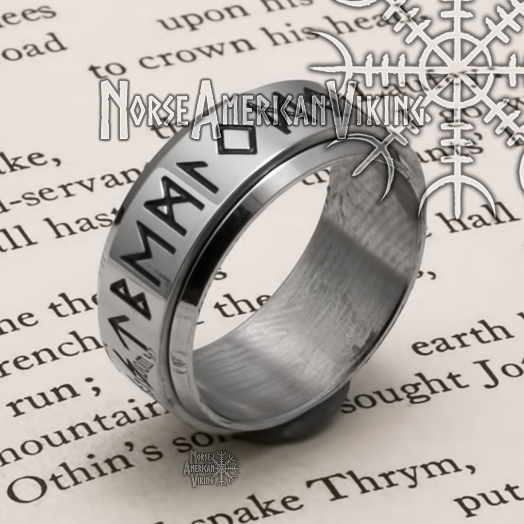 Viking Elder Futhark Rune Ring 9mm Band Spinner 316L Stainless - Etsy
