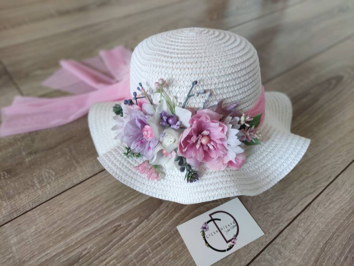 White Straw Hat Baby Flower Lilac Toddler Hat Floral Summer Hat Girl Fancy Kids Sun Hat Children Gift Photo Shoot Prop Holiday Cap Etsy UK