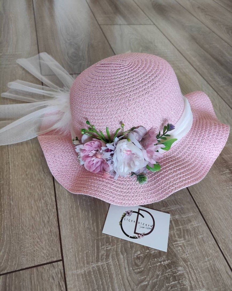 Easter Flower Straw Hat Girl Floral Baby Tea Party Hat - Etsy