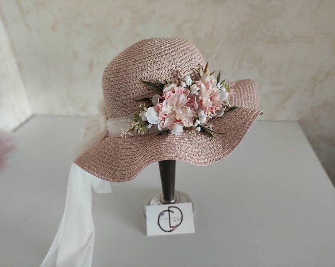 Boho Floral Baby Sun Hat: Cream Straw Easter Bonnet - Etsy