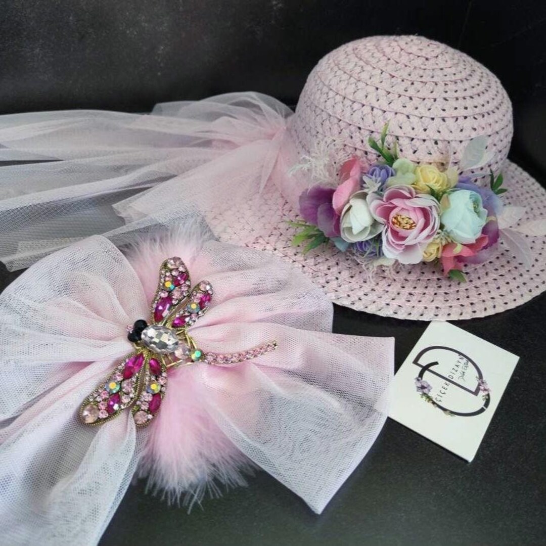 Pink Flower Hat Girls, Floral Baby Straw Hat, Toddler Fancy Summer ...