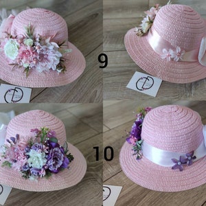 Easter Straw Hat Flower Girl, Purple Floral Tea Party Bonnet, Wedding ...