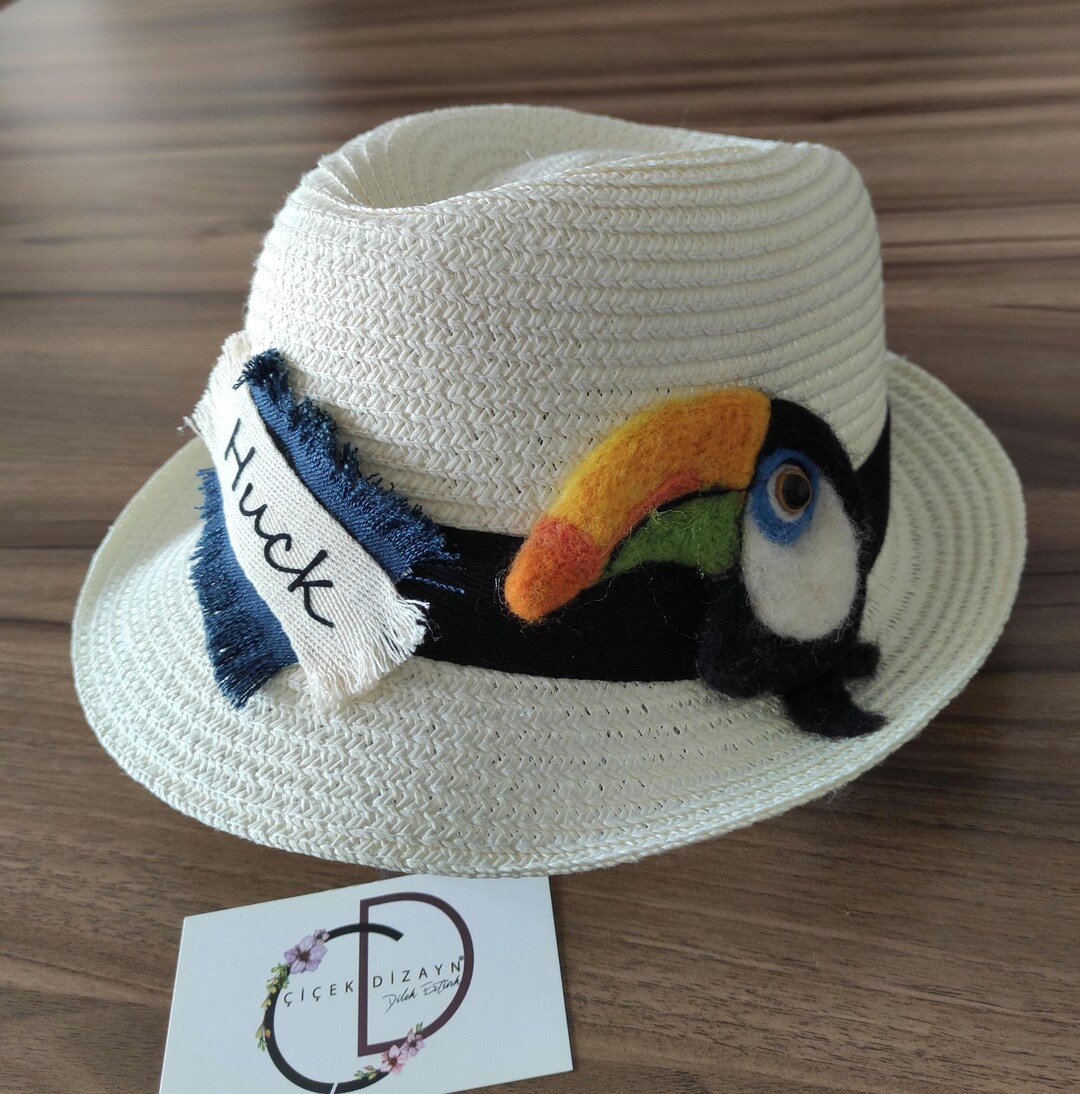 Personalized Straw Fedora Hat Kids, Custom Name Sun Hat, Toddler Needle ...