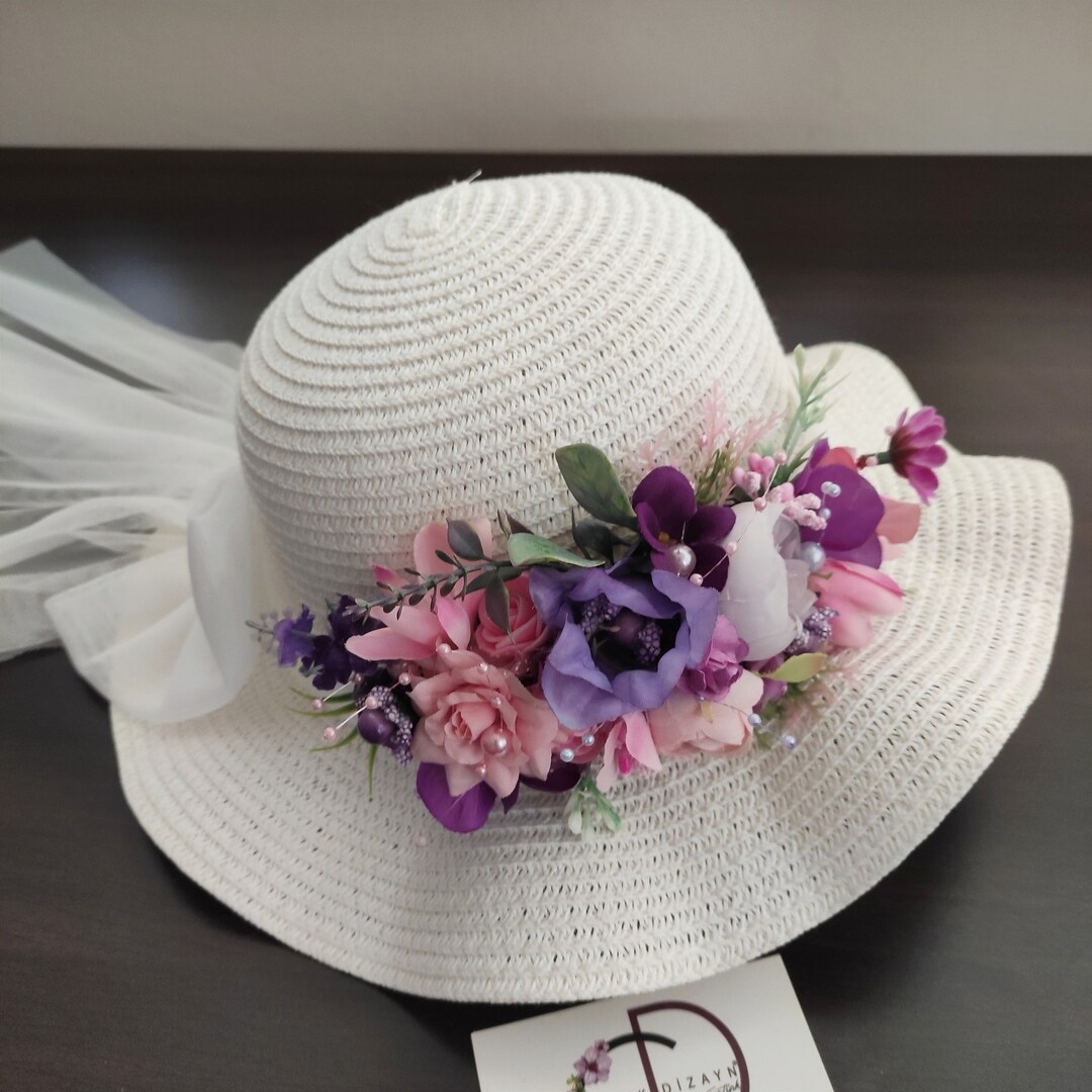 Floral Easter Straw Hat: Lilac & Pink Tea Party Sun Hat - Etsy