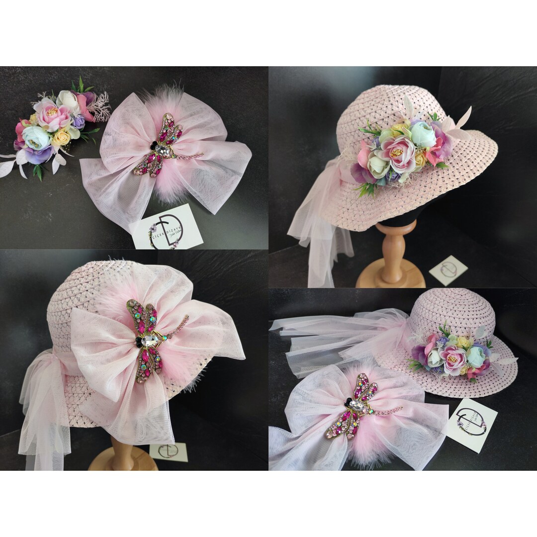 Pink Flower Hat Girls, Floral Baby Straw Hat, Toddler Fancy Summer ...