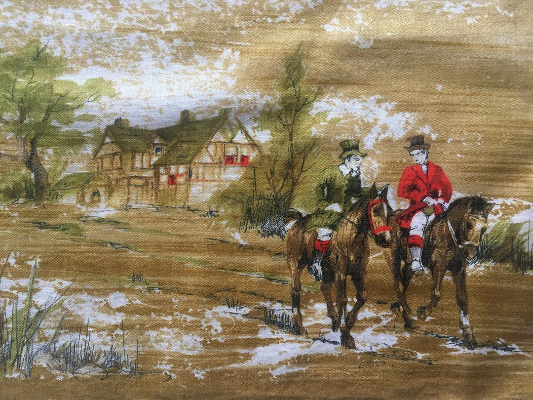 Nostalgic Handkerchief With Horseriders and English Landscape and ...