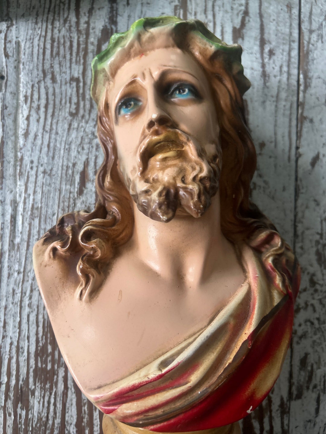 Vintage Chalk Jesus Statue - Etsy