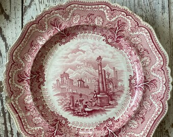 Red Transferware Plates | Etsy