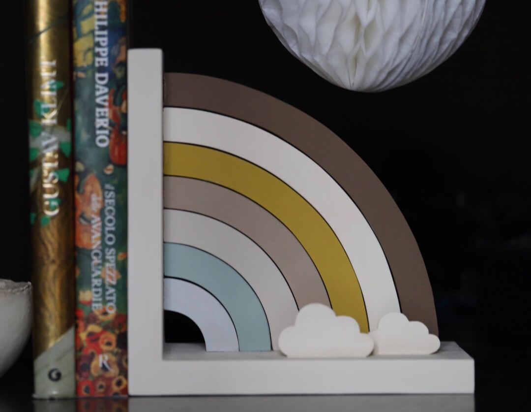 Rainbow Wooden Bookends, Furniture, Birth Gift, Bookends, Handmade ...
