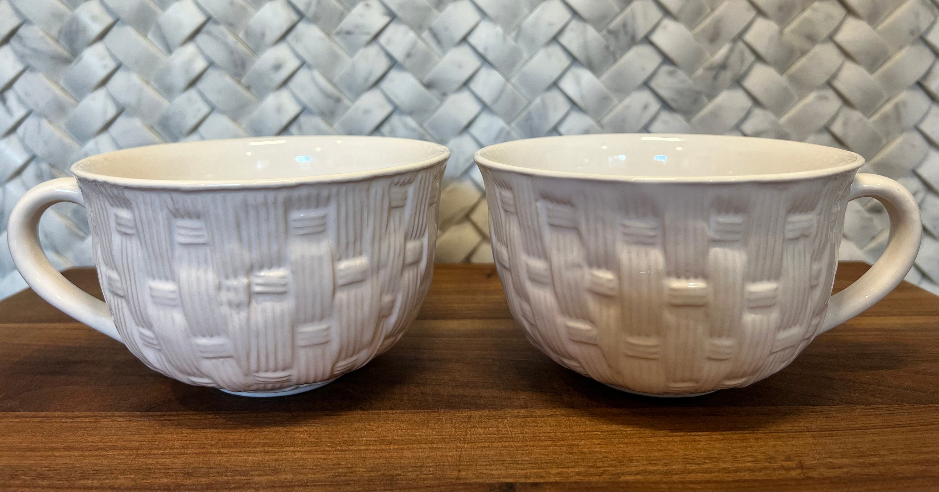 Vintage White Lattice Large Ceramic Neuwirth Mugs Made in Portugal - Etsy