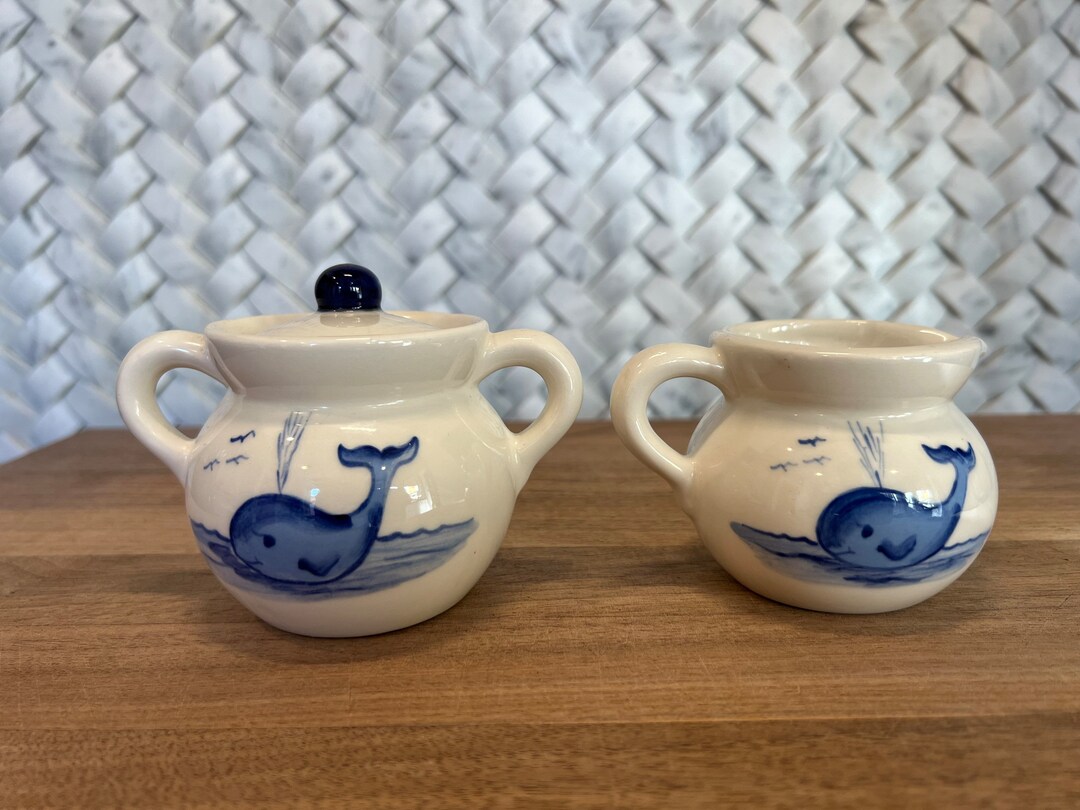 Vintage Hand Painted Cape Cod Whale Sugar and Creamer Set - Etsy