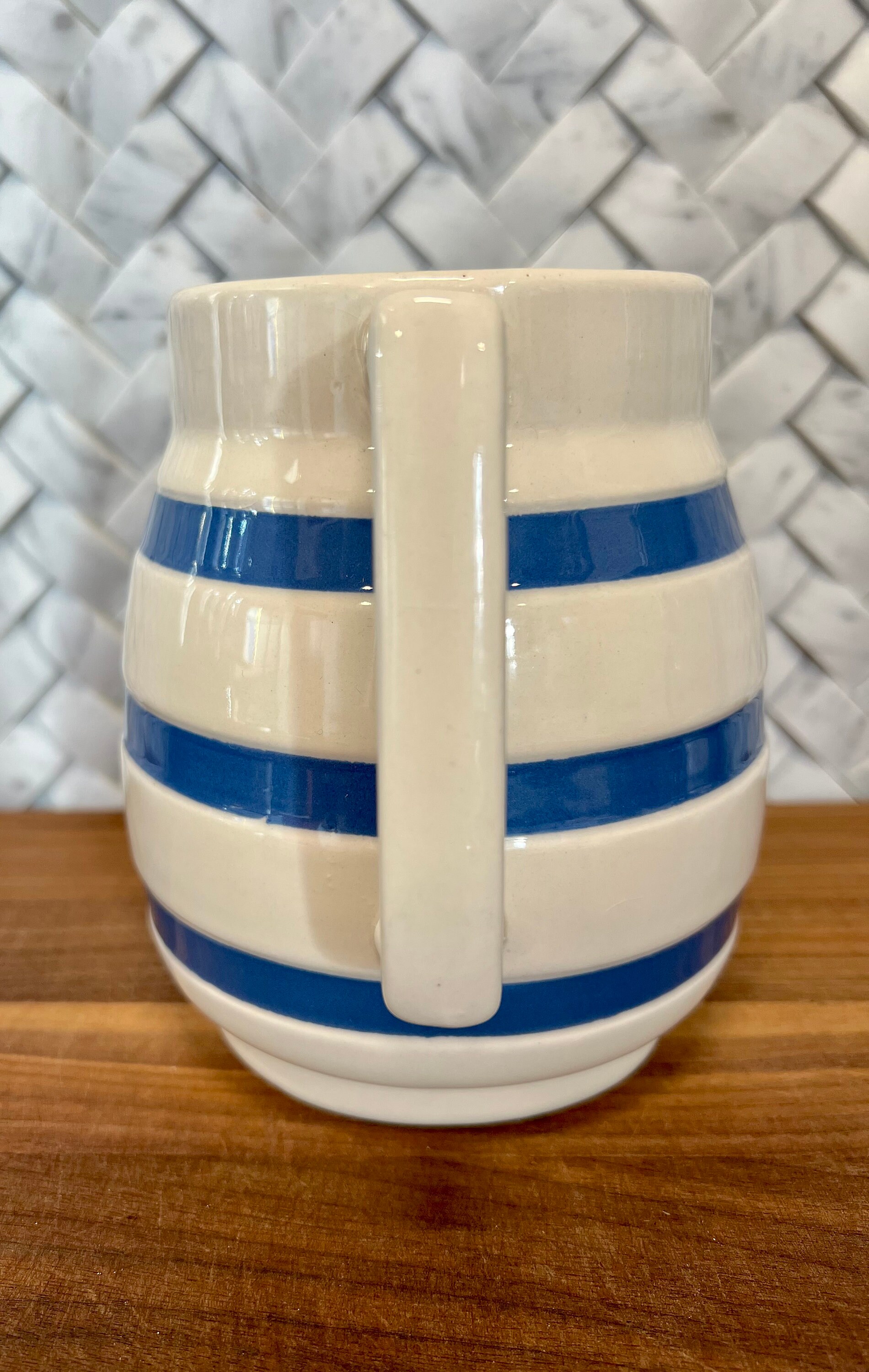 Vintage 1950s Staffordshire Chef Ware Blue Striped Pitcher, Farmhouse ...