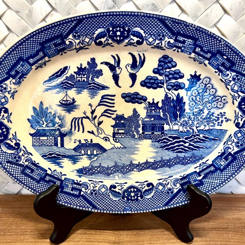 Oval Blue Willow Platter - Etsy