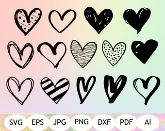 Hand drawn heart svg | Etsy