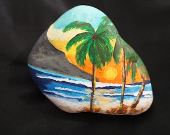Painted beach rock | Etsy