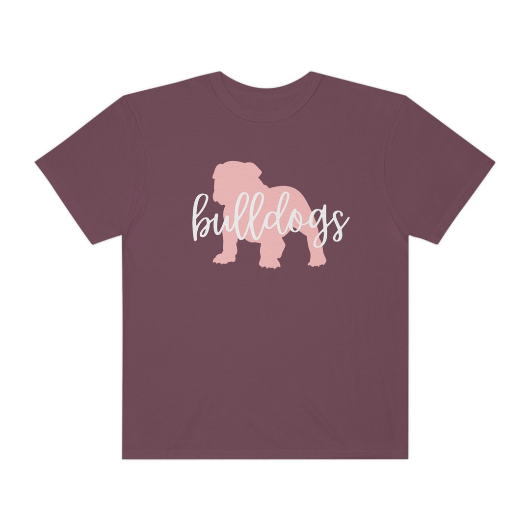 Bulldogs Pink Cursive Comfort Colors T-shirt | Game Day School Spirit T ...