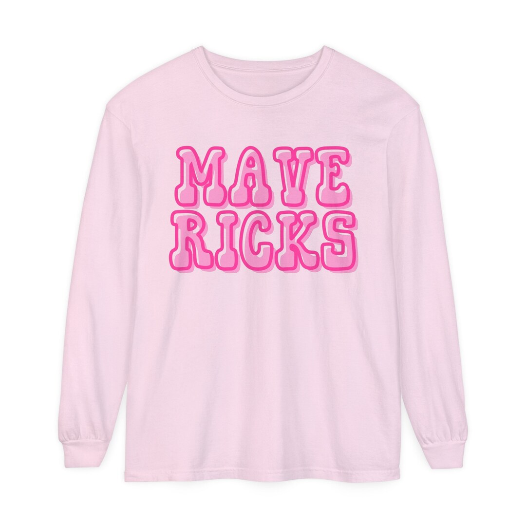 Mavericks Pink Bubble Letters Game Day Comfort Colors Long Sleeve T ...