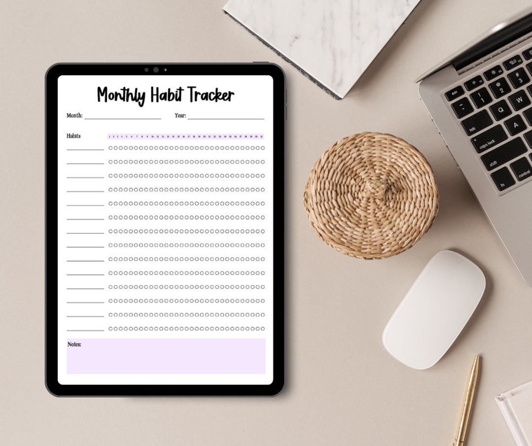 Monthly Habit Tracker Digital Download | Printable Monthly Planner ...