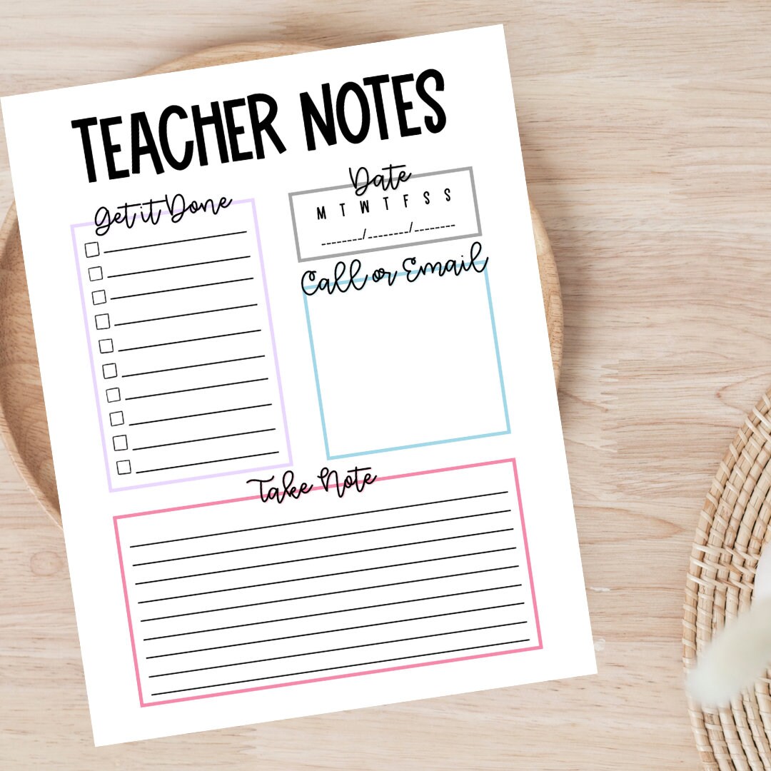Teacher Notes Notepad | Teacher Stationary Gift | Teacher Notepad ...