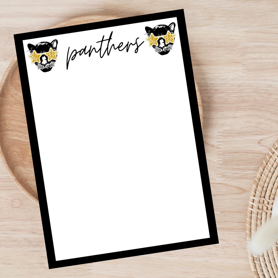 Panthers School Spirit Mascot Notepad | Teacher Stationary Gift ...