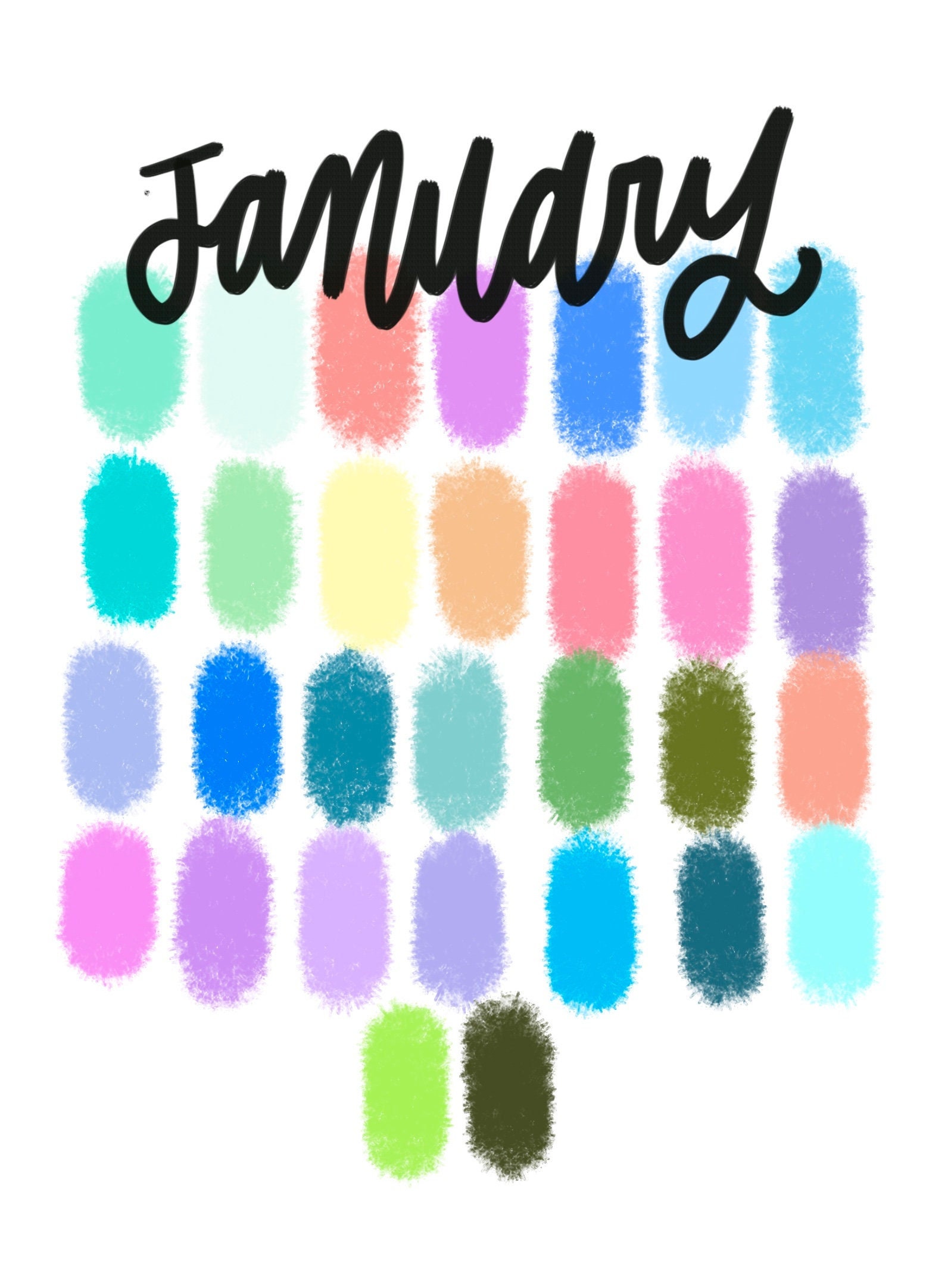 January Color Palette for Procreate - Etsy
