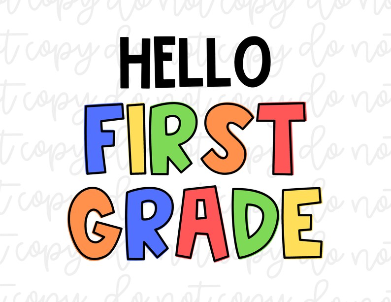 Hello First Grade Primary Colors PNG SVG Digital Download Design ...