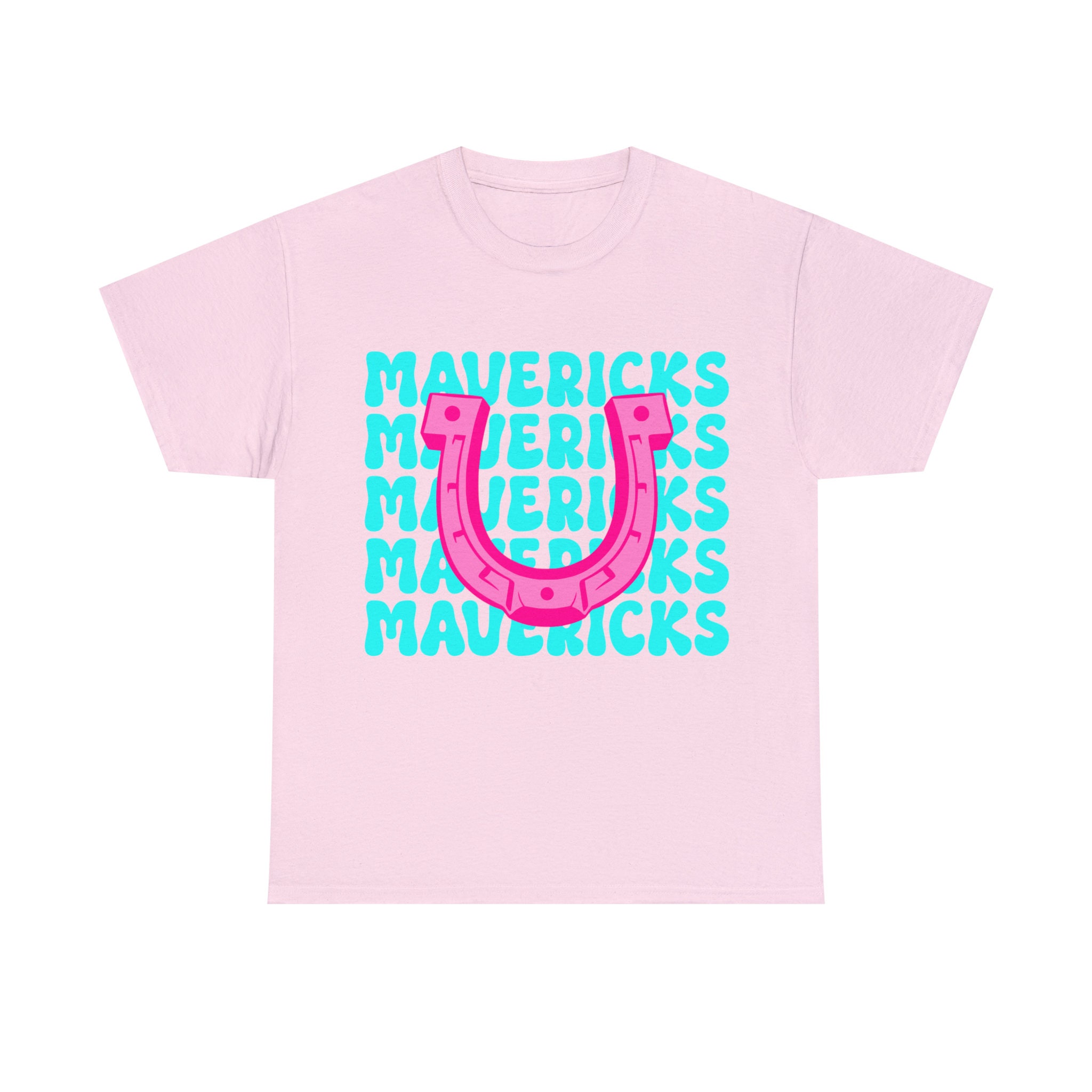 Mavericks Hot Pink Bright Star Eyes Horseshoe School Spirit Gildan Tee ...