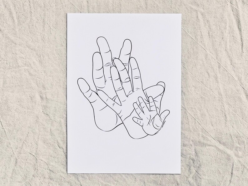 Minimalist Family Hands Line Art – Mom Dad Baby Holding Hands ...