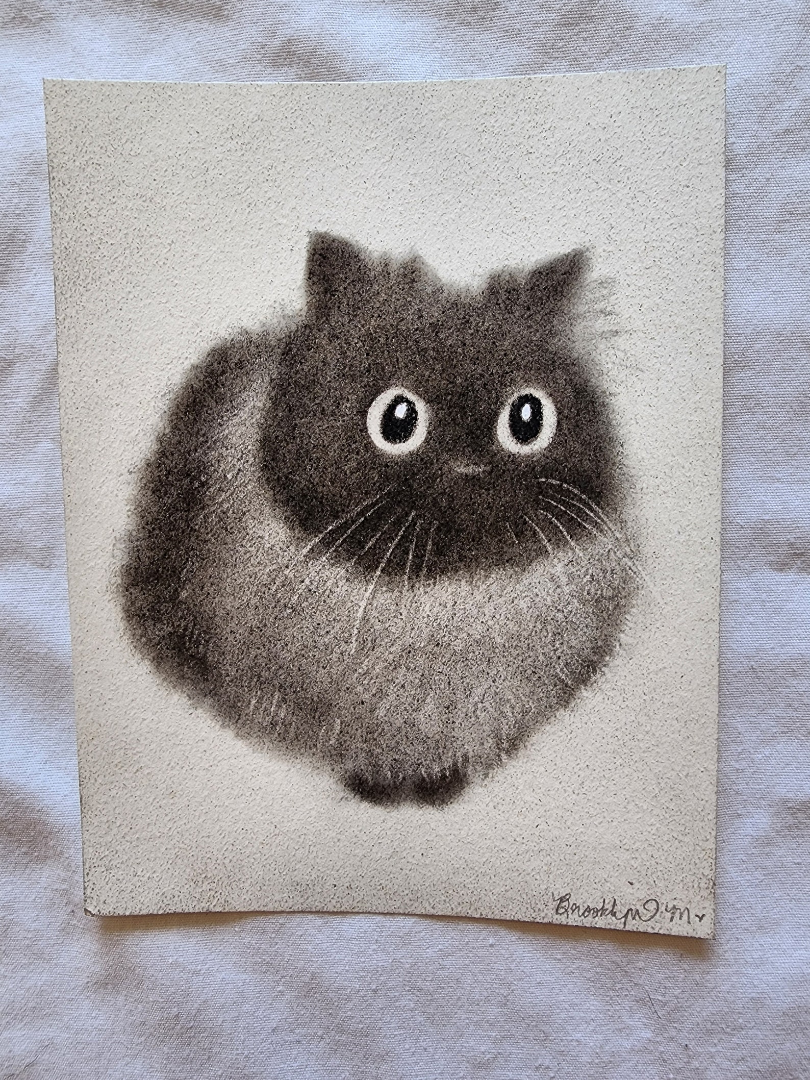 Cat Art Fluffy Cat Drawing - Etsy