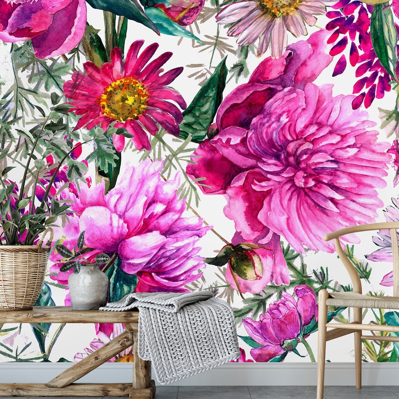 Large Floral Wallpaper - Etsy