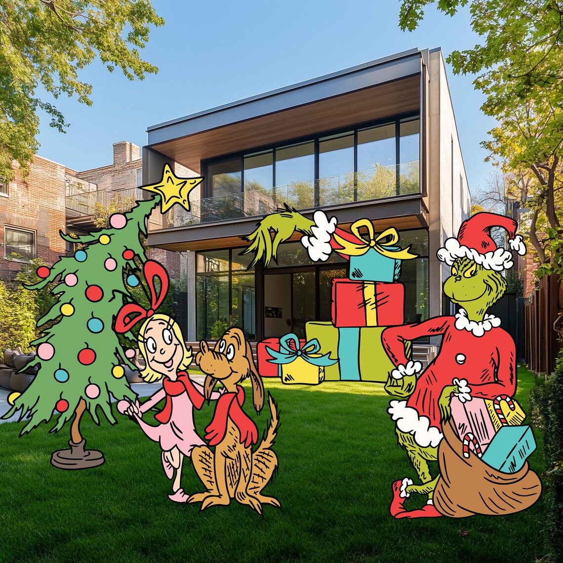 Grinch Cutouts, Lawn Sign, Yard Sign, Christmas Decor, Outdoor ...
