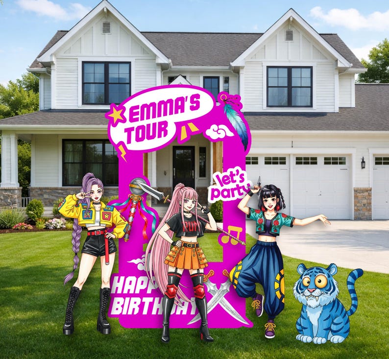 Kpop Demon Hunter Cutout, Sa-ja Girls, Birthday Decoration, Huntrix ...