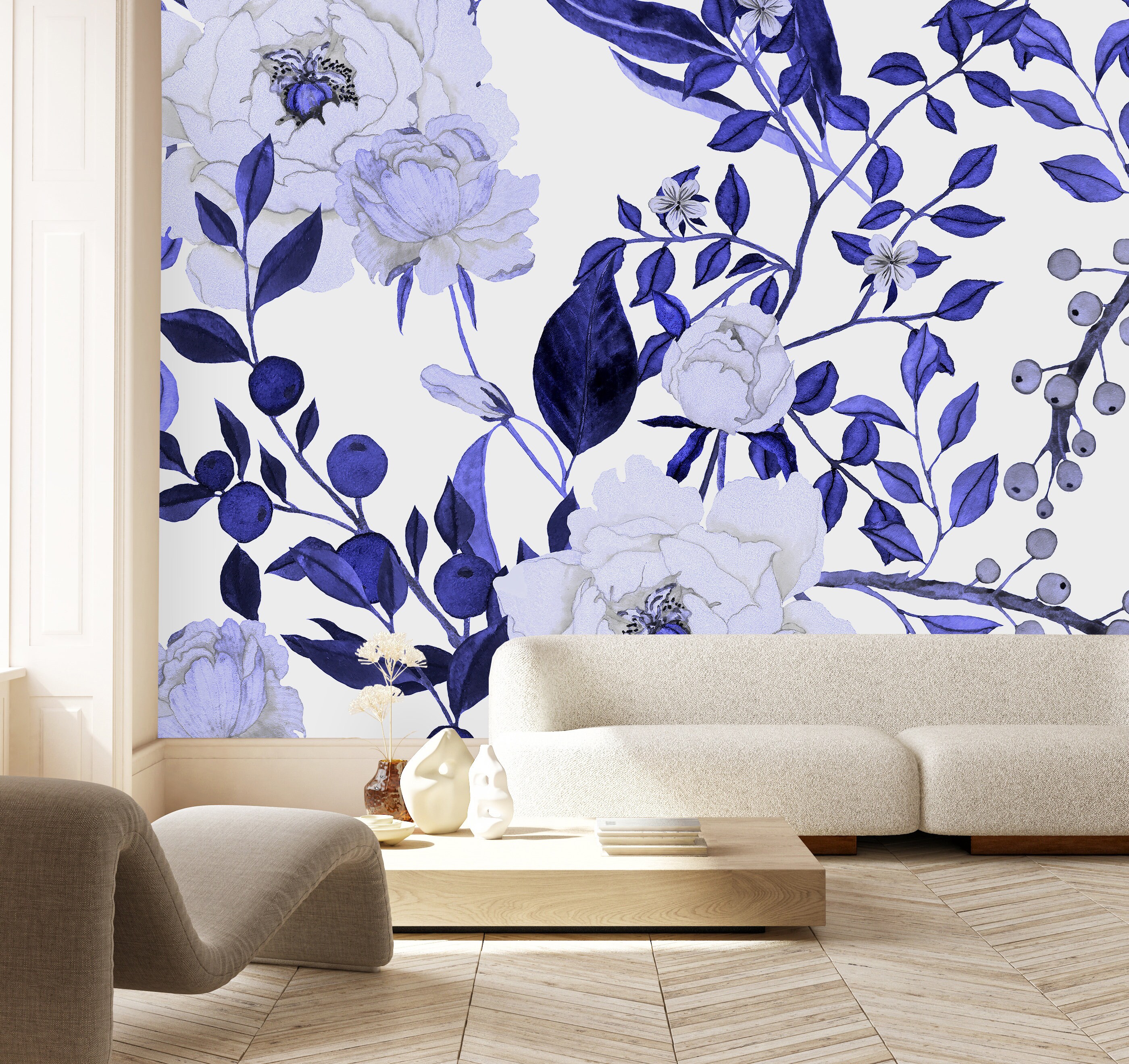 Blue Floral Wallpaper