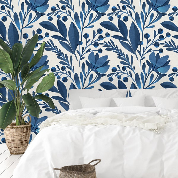 Peel and Stick Wallpaper Blue - Etsy