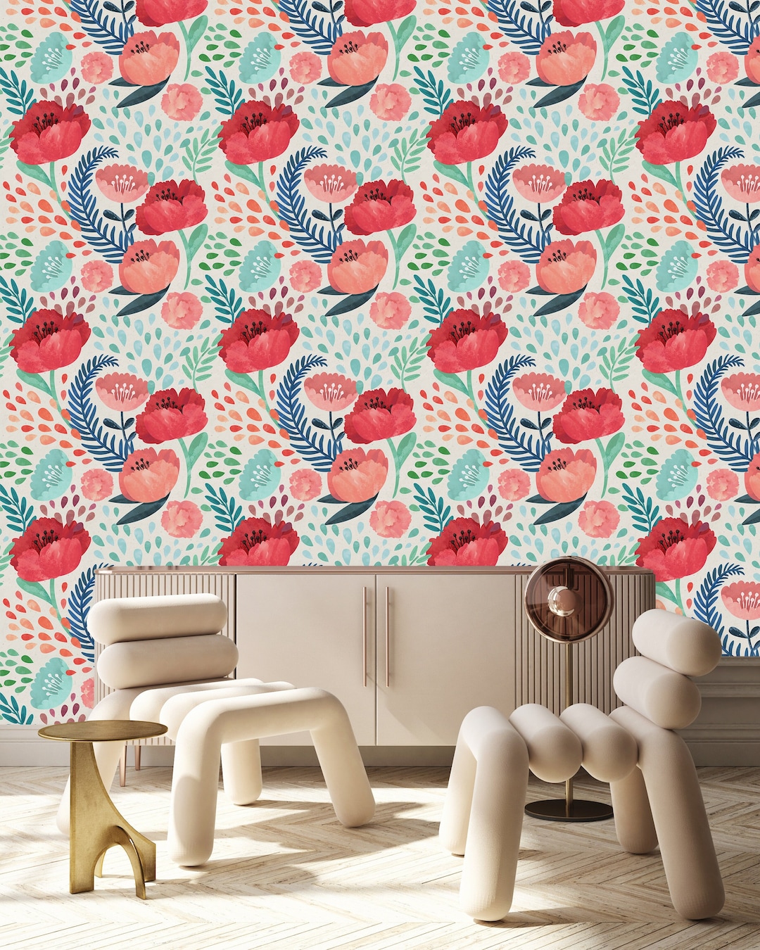 Red Poppy Flowers Wallpaper, Peel and Stick Wallpaper, Wall Mural, Self ...